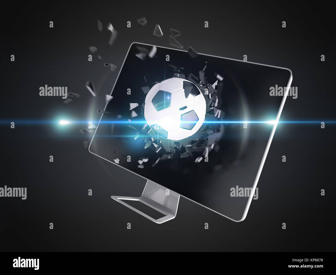 football destroy computer screen Stock Photo - Alamy