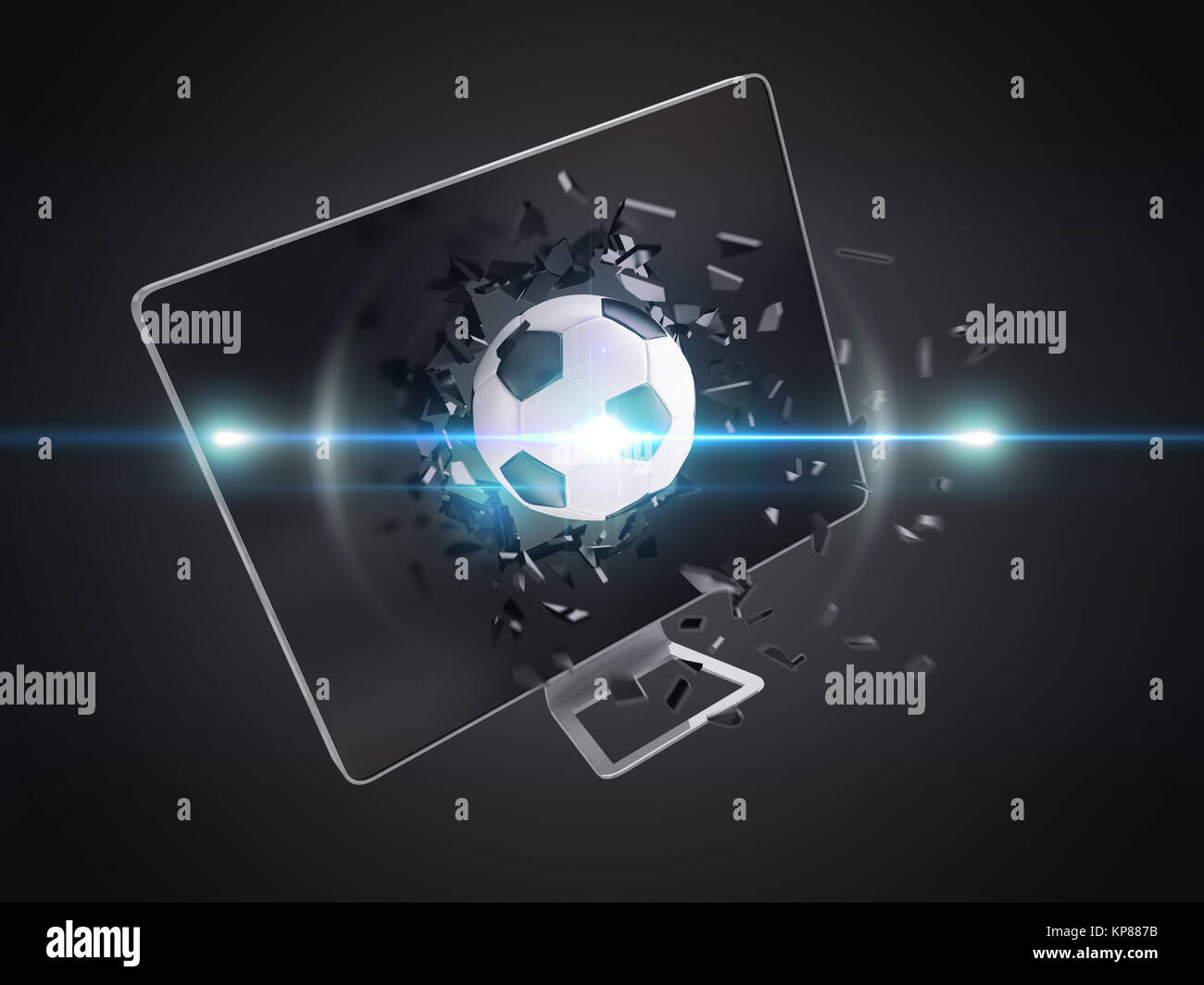 football destroy computer screen Stock Photo - Alamy