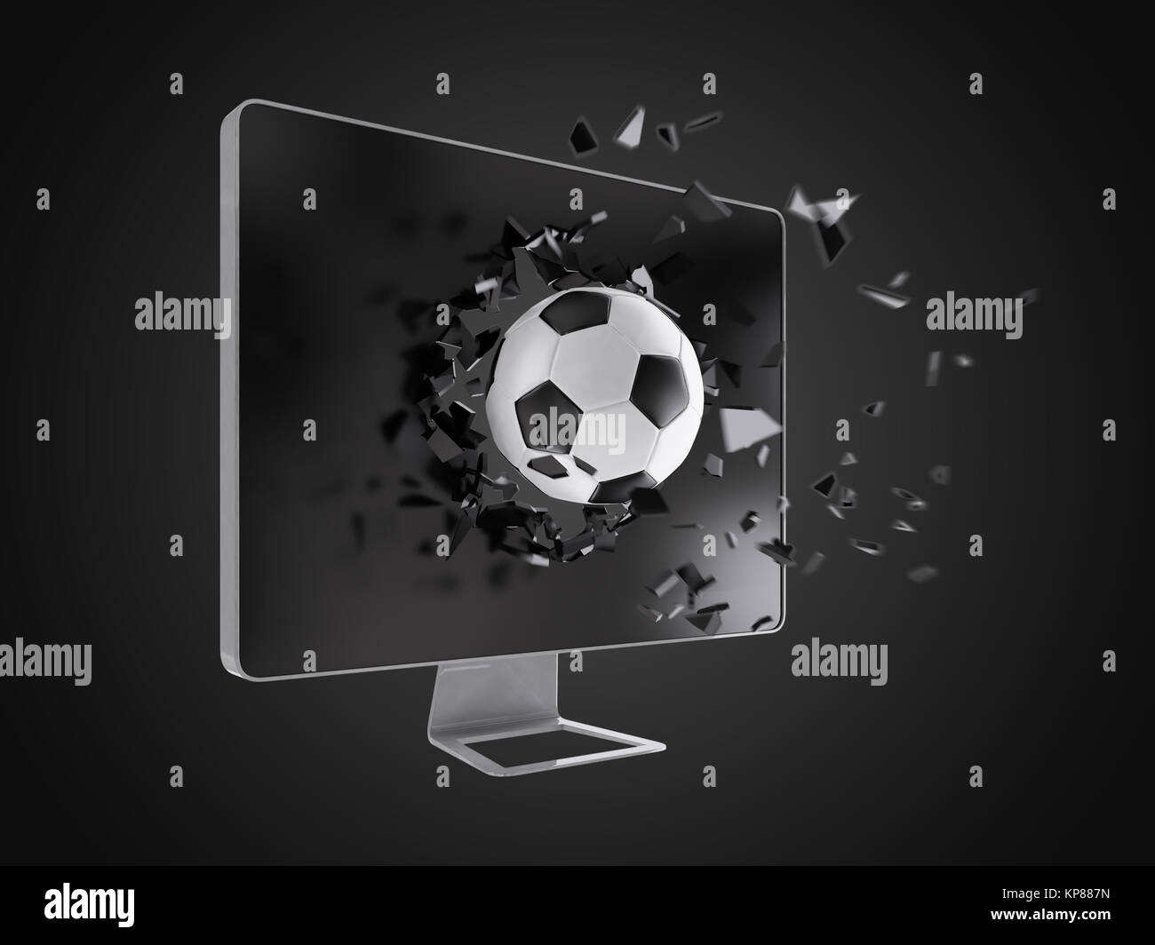 football destroy computer screen Stock Photo - Alamy