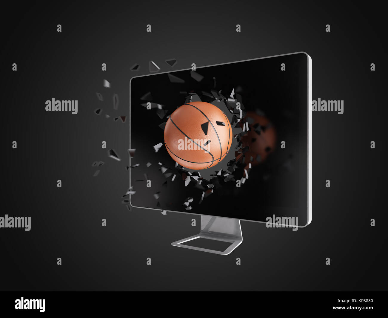basketball destroy computer screen Stock Photo - Alamy