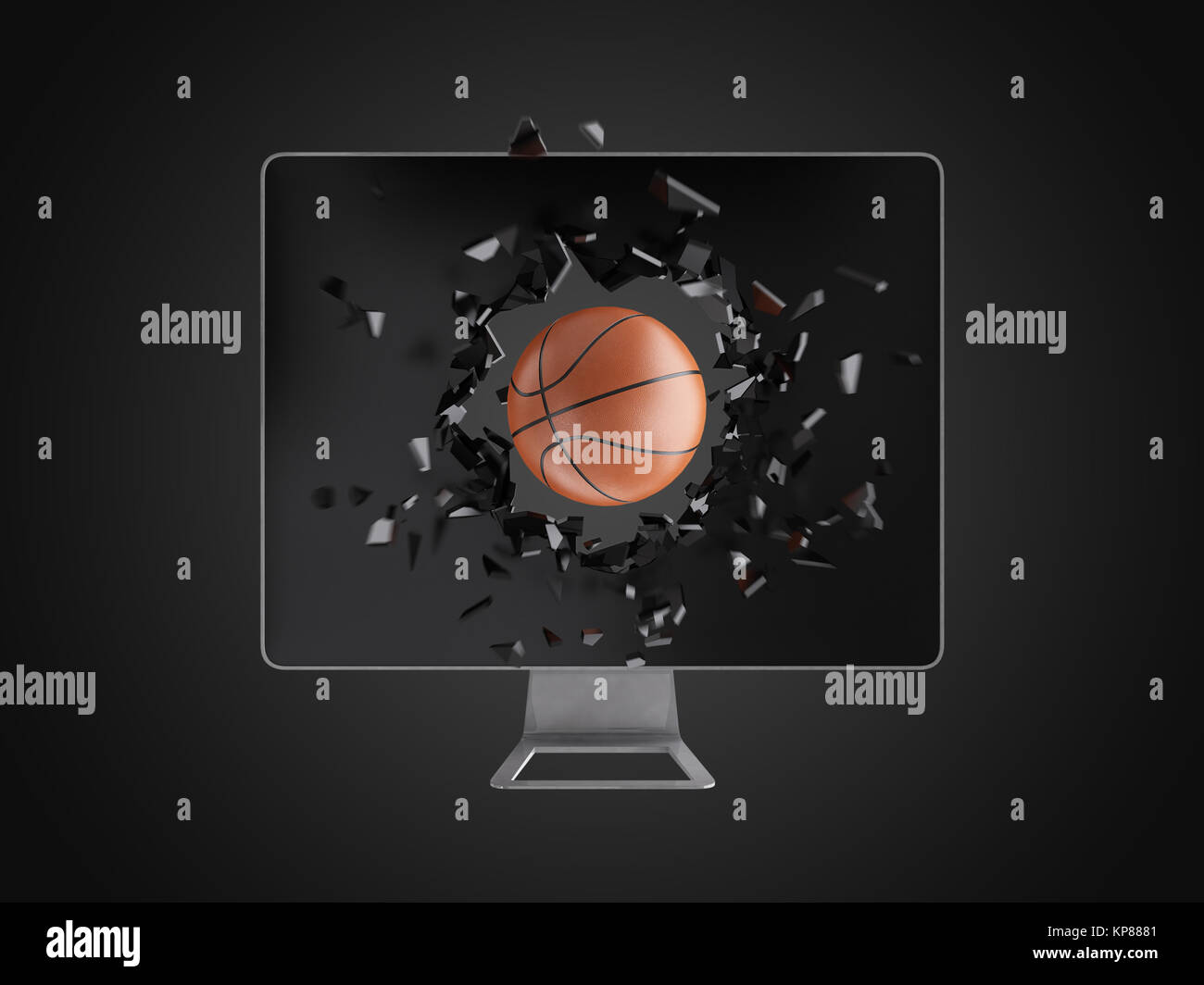 basketball destroy computer screen Stock Photo - Alamy