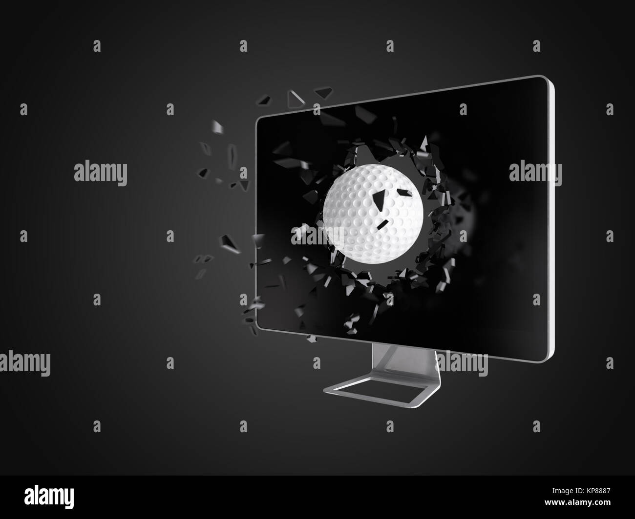golf ball destroy computer screen Stock Photo - Alamy