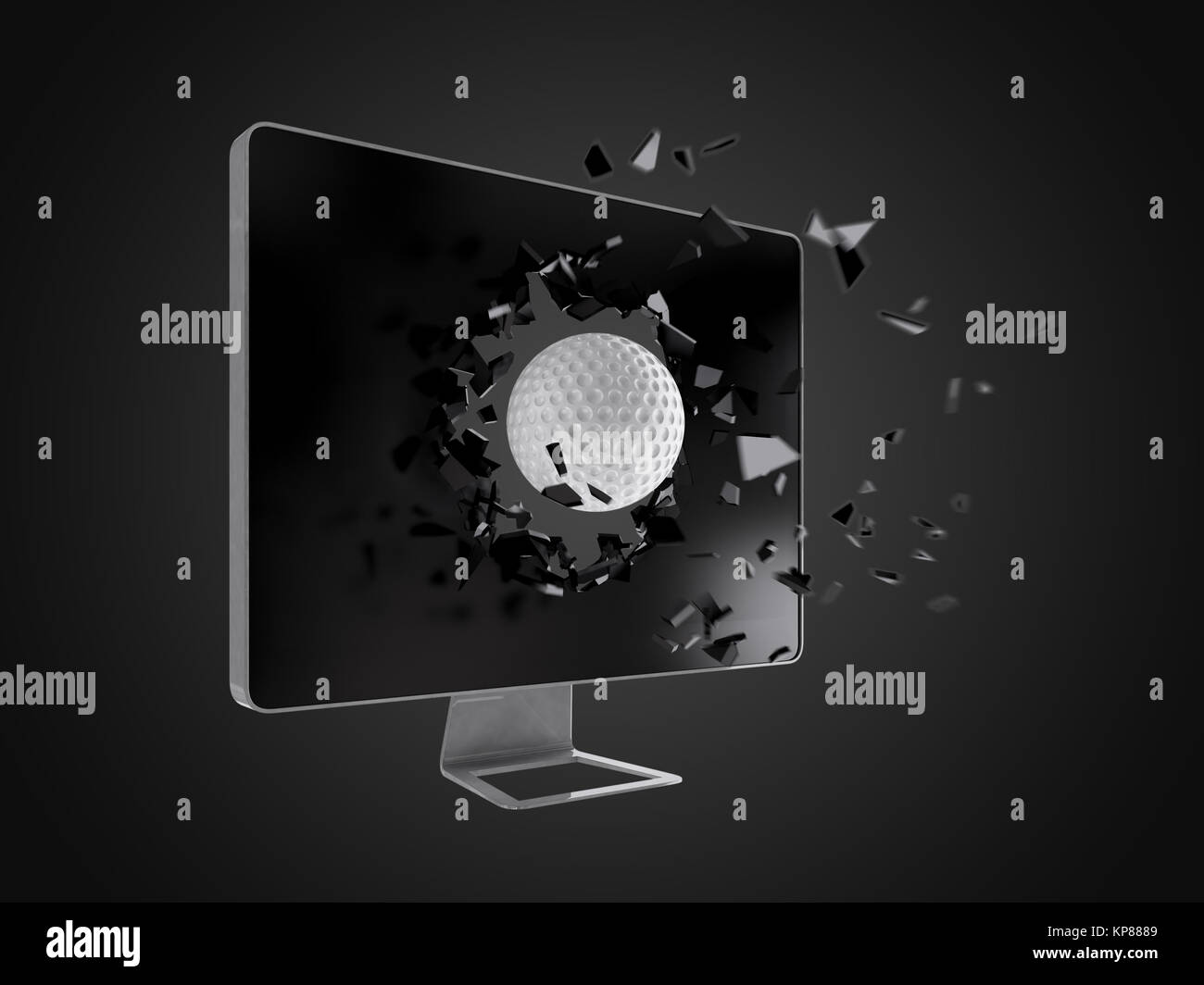 golf ball destroy computer screen Stock Photo - Alamy