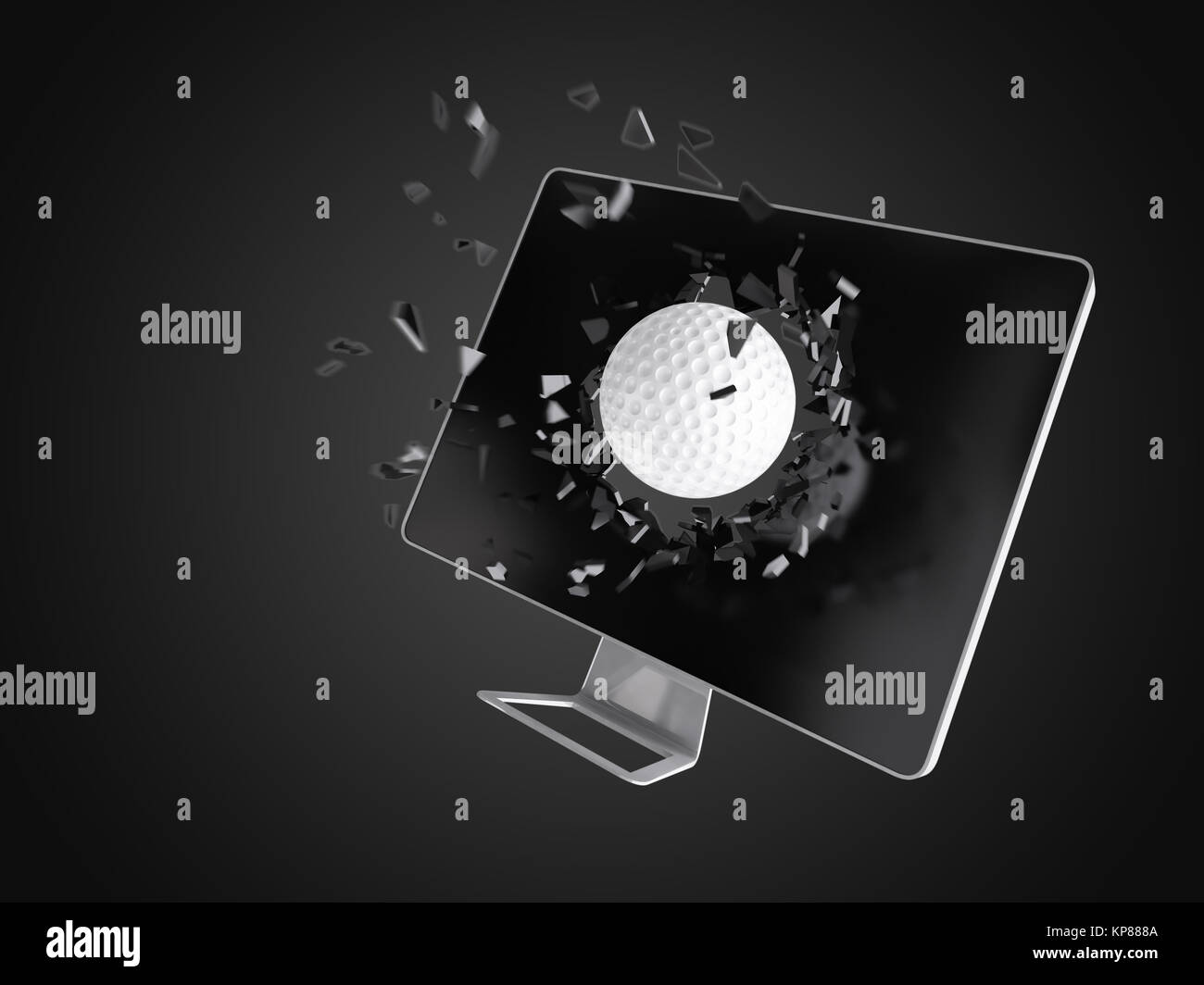 golf ball destroy computer screen Stock Photo - Alamy