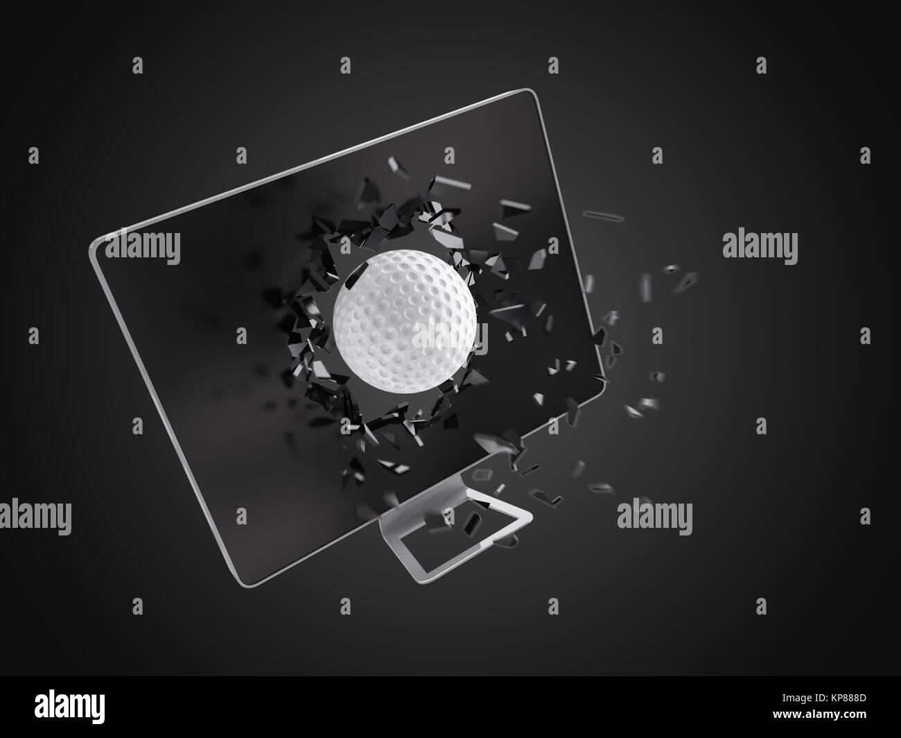 golf ball destroy computer screen Stock Photo - Alamy