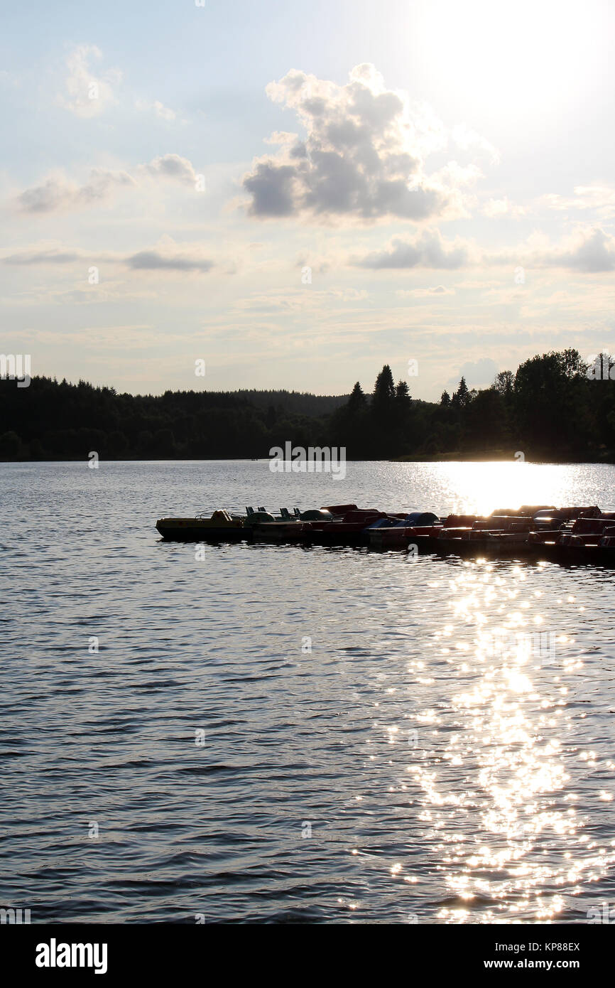 Losheim am See: Lake with jetty in summer - Saarland,Germany Stock ...