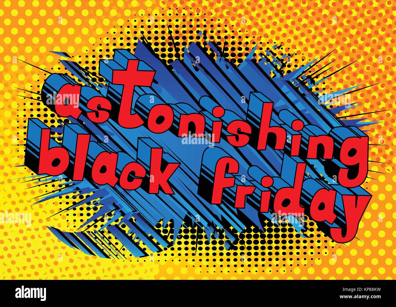 Astonishing Black Friday - Comic book style word on abstract background ...