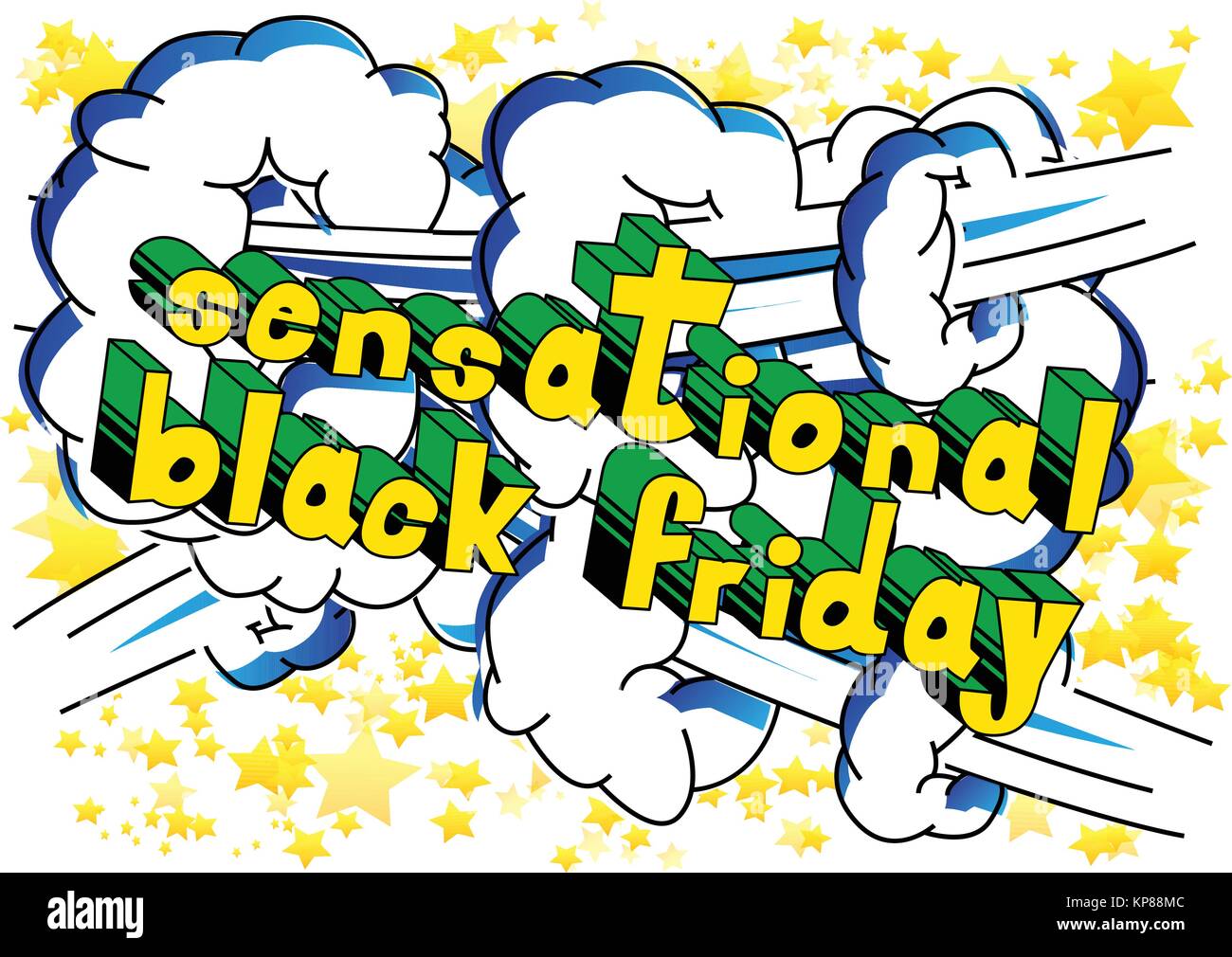 Sensational Black Friday - Comic book style word on abstract background ...
