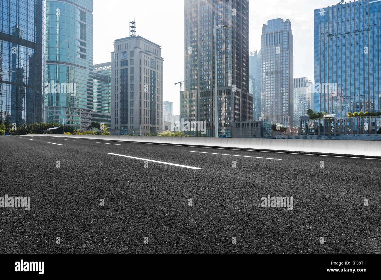 urban street view with cityscape in background Stock Photo - Alamy