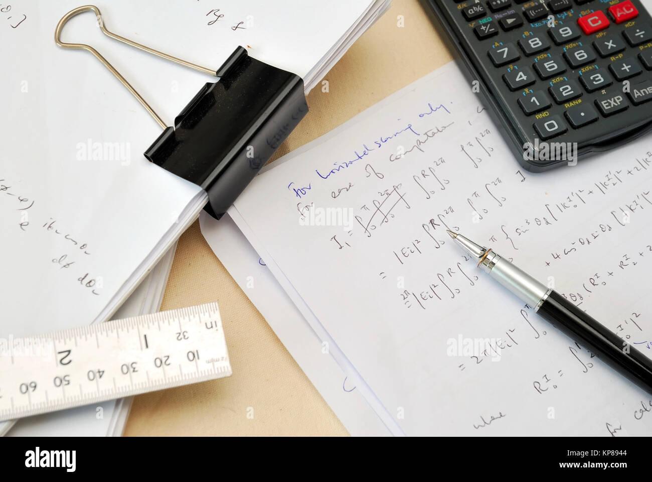 Documents notes on math hi-res stock photography and images - Alamy