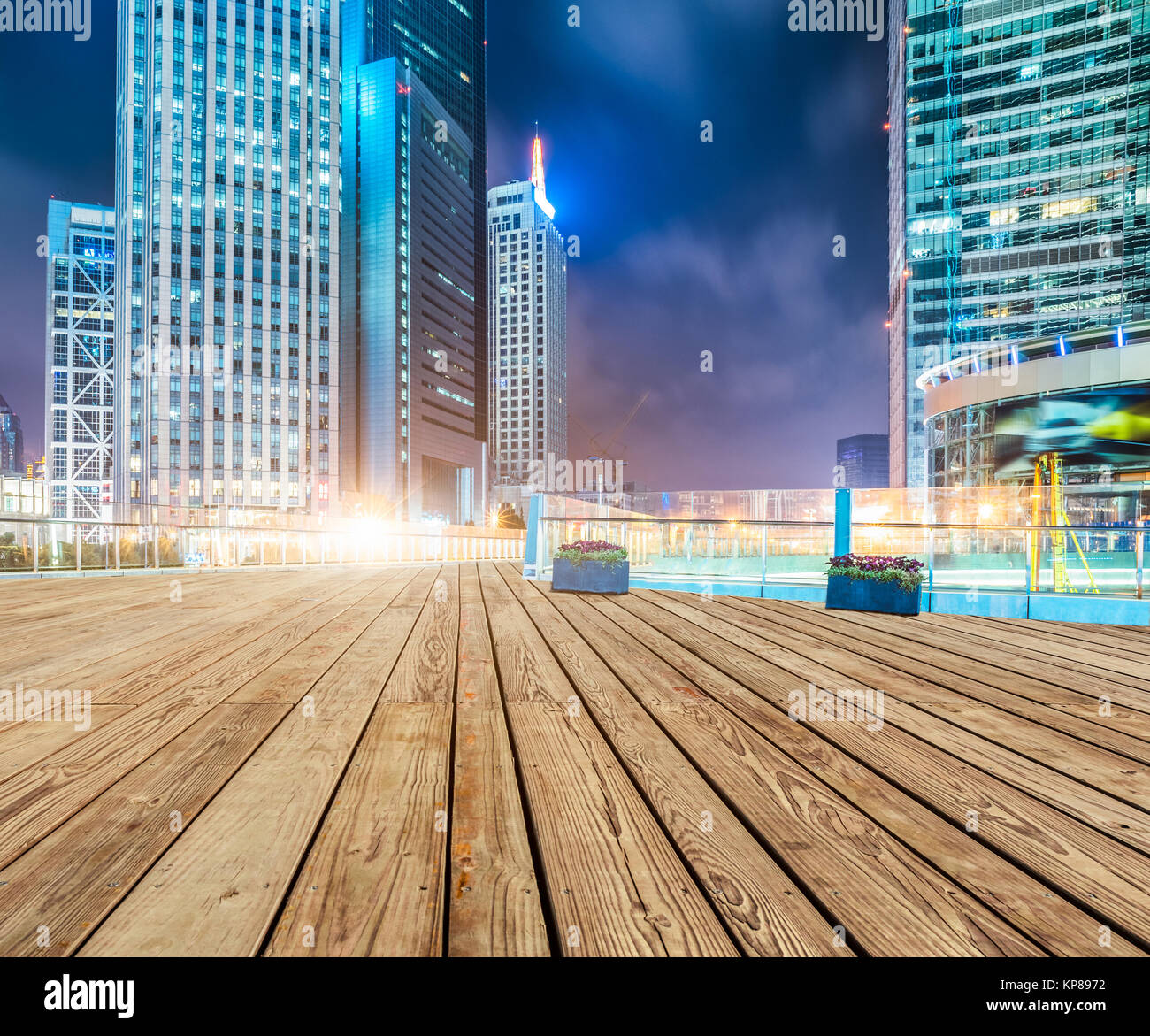 footbridge with cityscape at night in Shanghai,China Stock Photo - Alamy