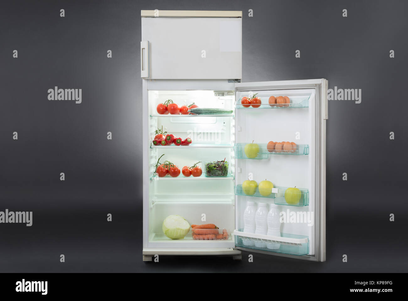 Open Refrigerator Full Of Food Stock Photo - Alamy