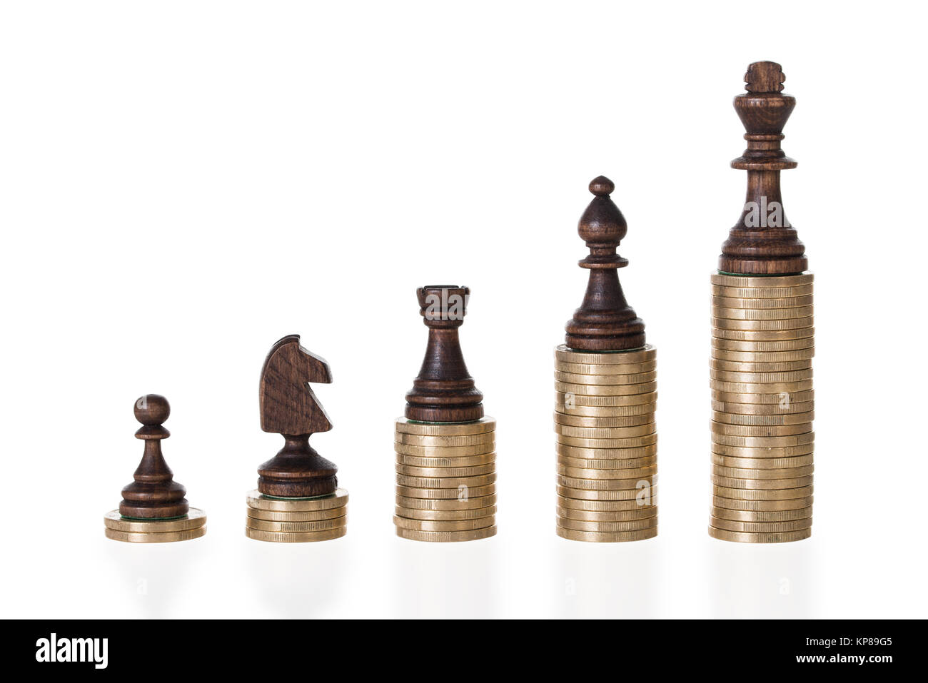 Chess Pieces On Stacked coins Stock Photo - Alamy