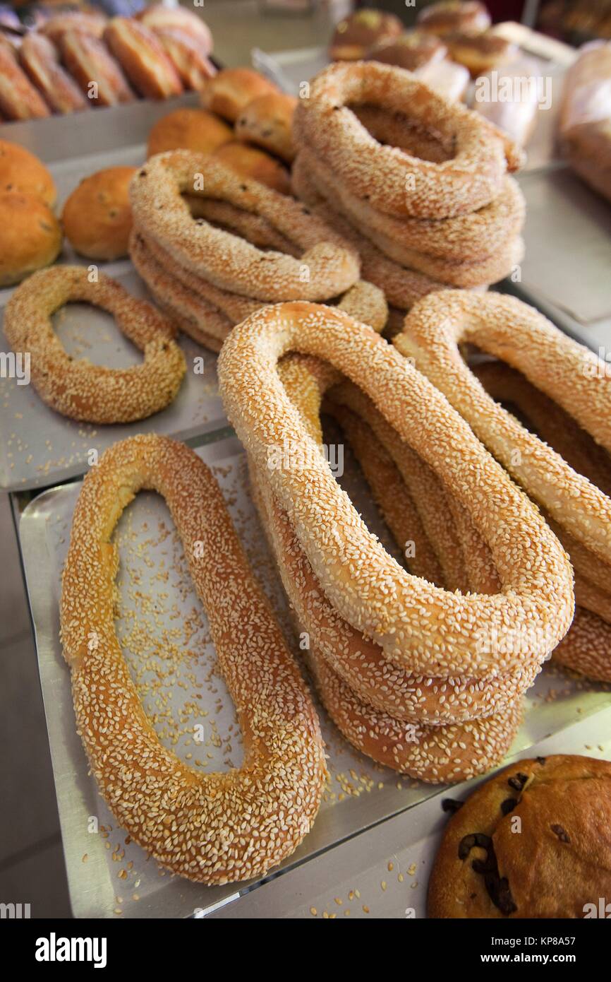 Greek sesame bread ring koulouri (greek bagel): Athens' main shopping ...