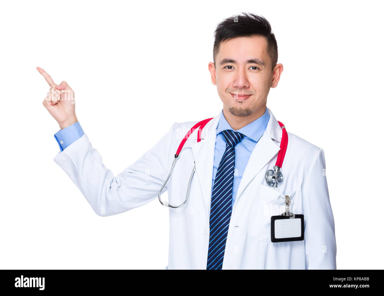 Doctor man with finger point up Stock Photo - Alamy