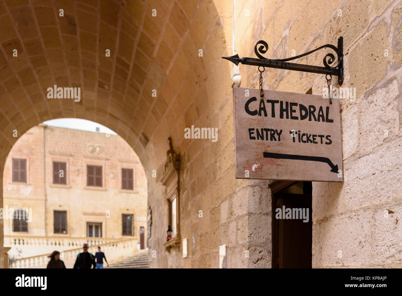 Sign for entry tickets to the Citadel Cathedral, Victoria, Gozo, Malta ...