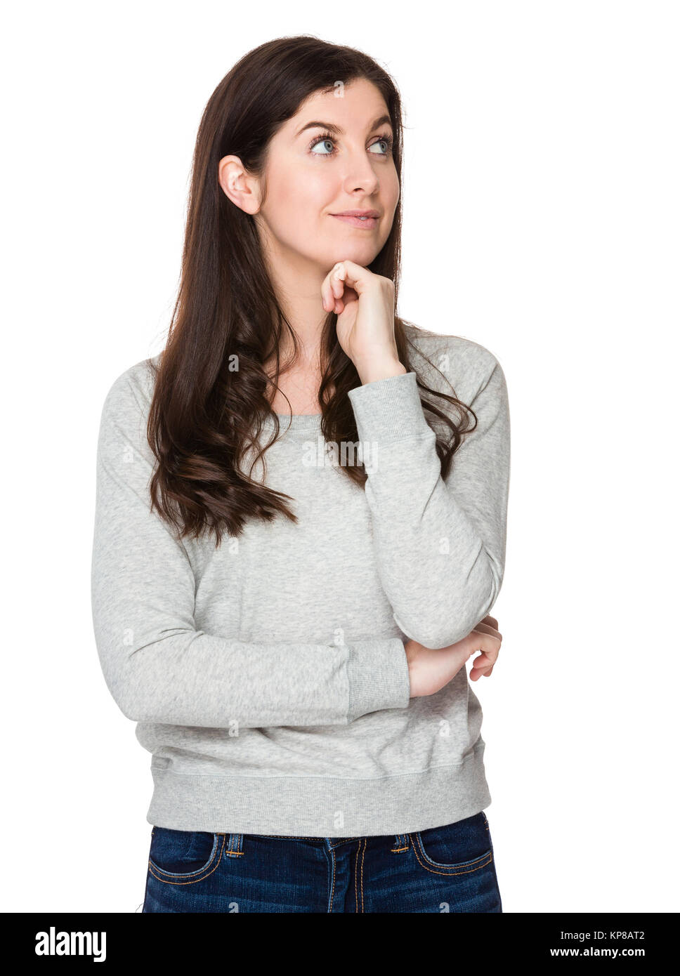 Young woman think of idea Stock Photo - Alamy