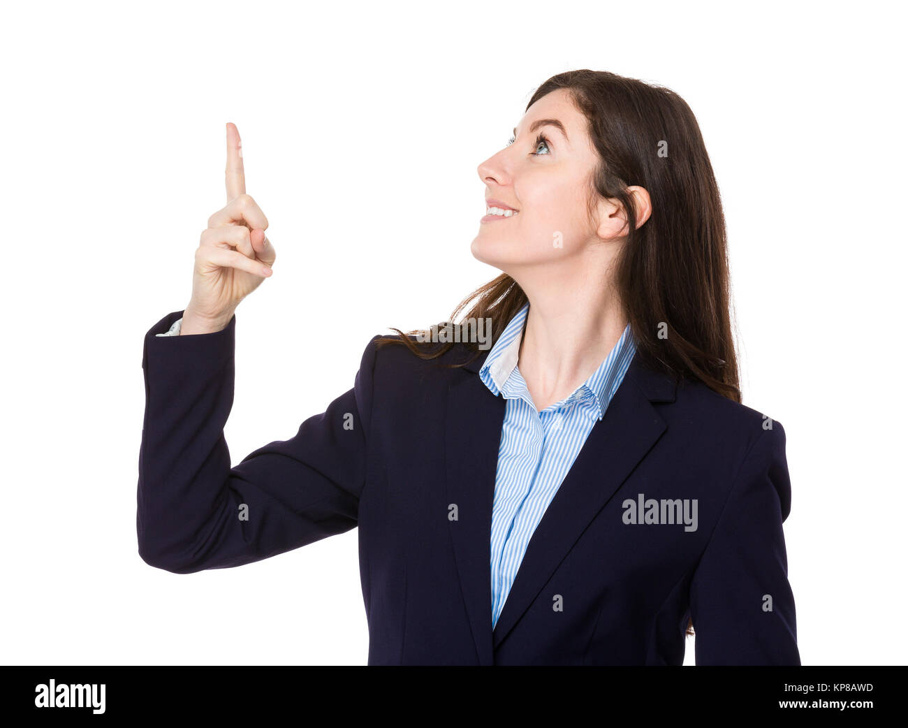 Young businesswoman look at the finger she pointing Stock Photo - Alamy