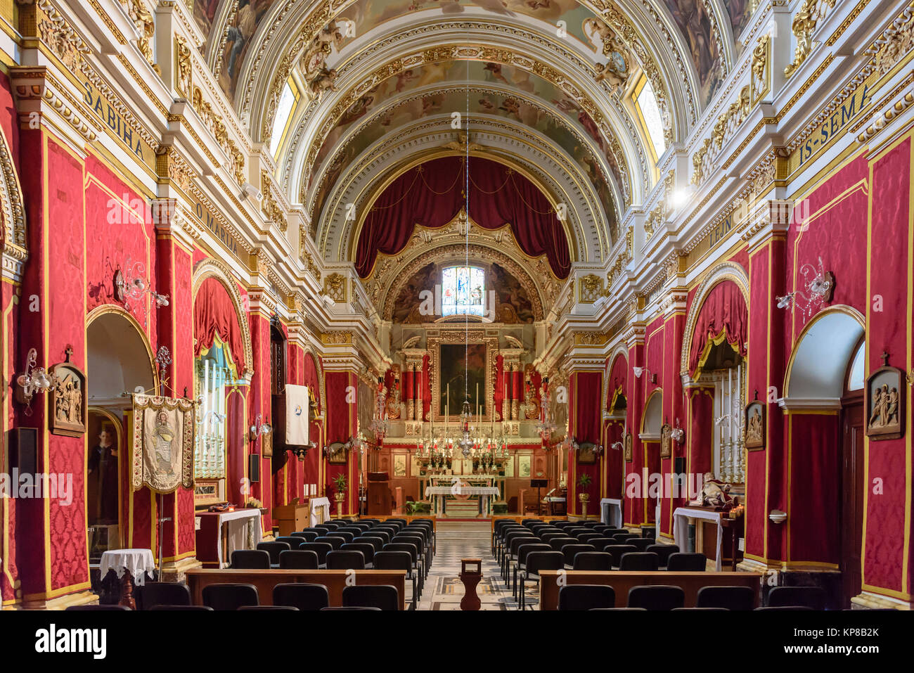 Inside the highly ornate Church of Saint Francis, Victoria, Gozo Stock ...