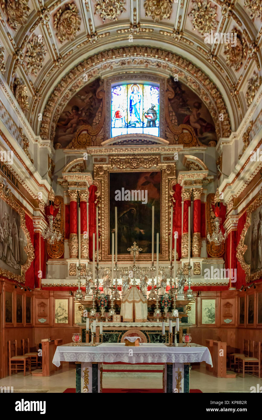 Inside the highly ornate Church of Saint Francis, Victoria, Gozo Stock ...