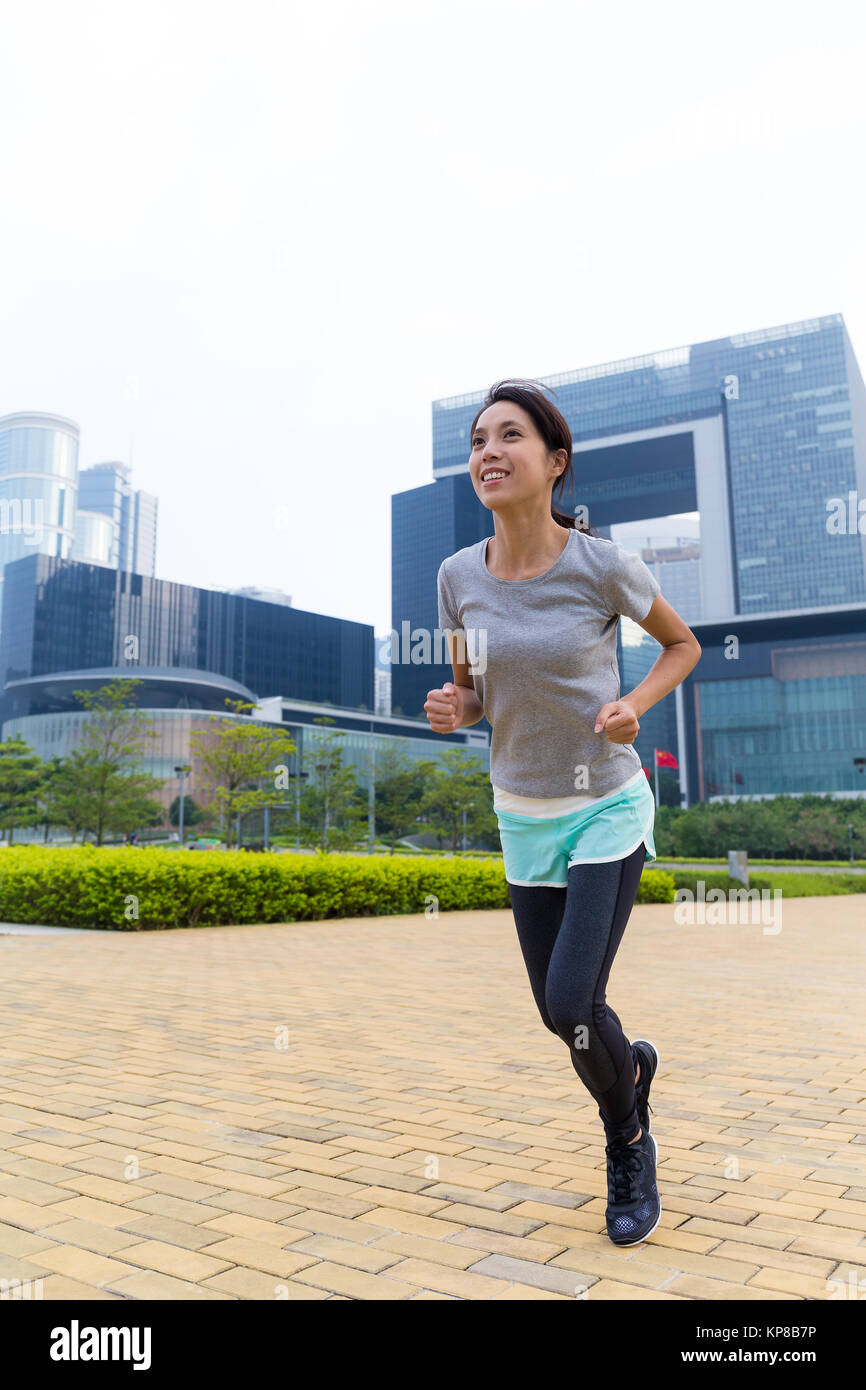 Asian Woman do jogging at outdoor Stock Photo - Alamy