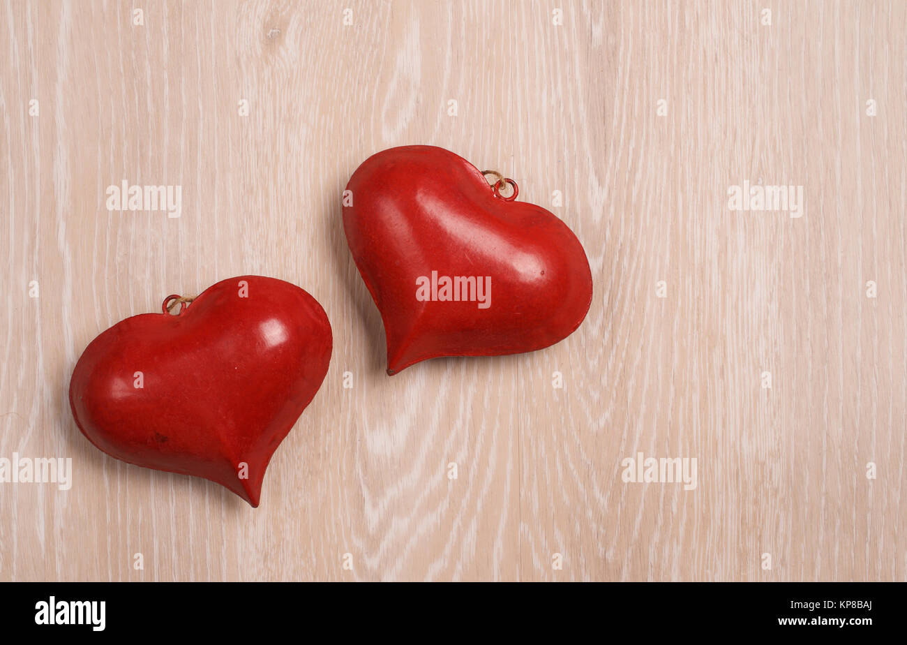 Two red heart shapes Stock Photo - Alamy