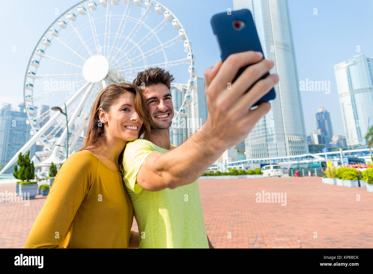 Spanish couple take selfie by mobile phone Stock Photo - Alamy