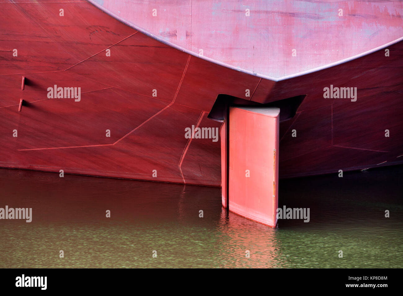 Rudder of a red ship Stock Photo - Alamy