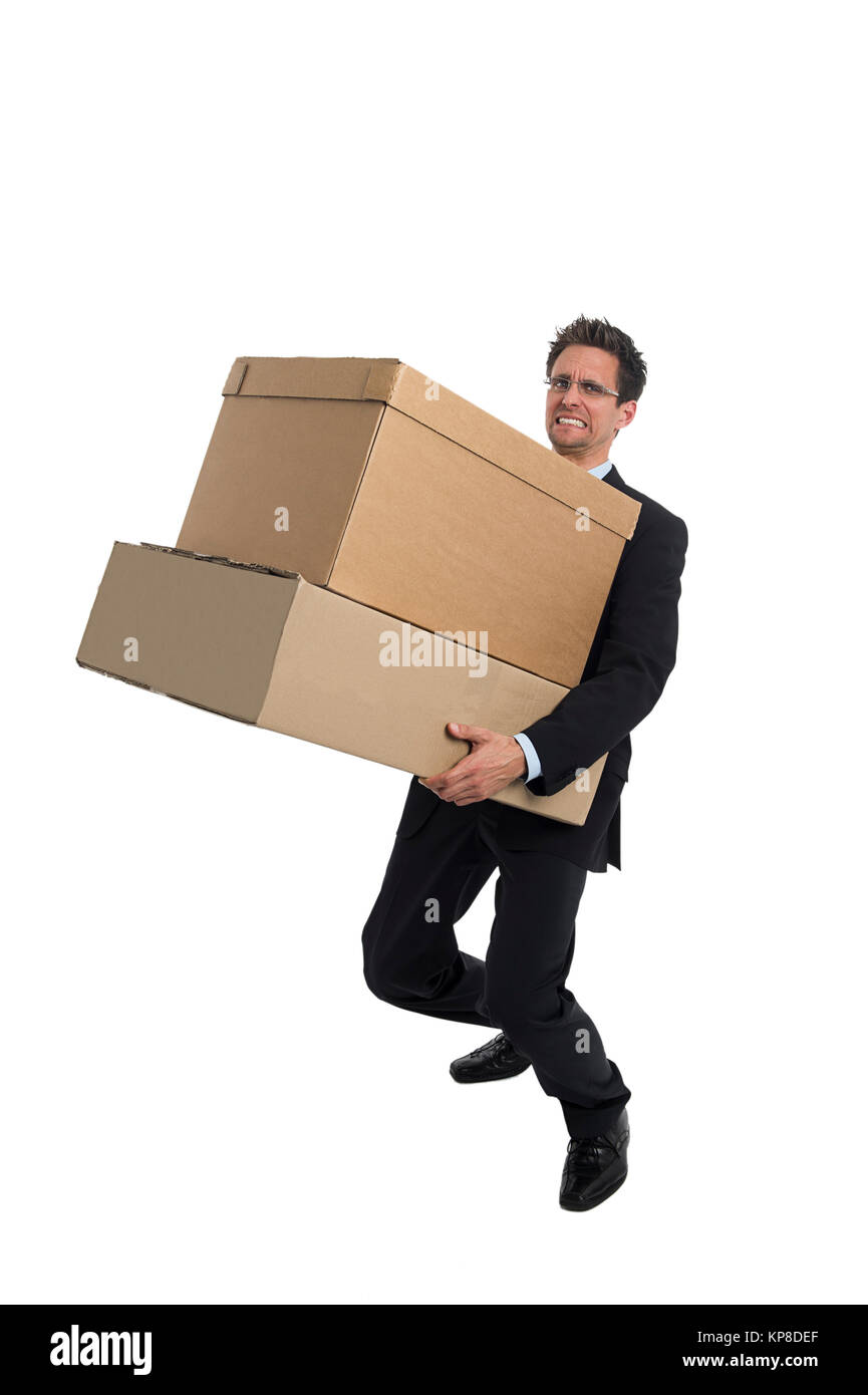 business man with box in hand Stock Photo - Alamy