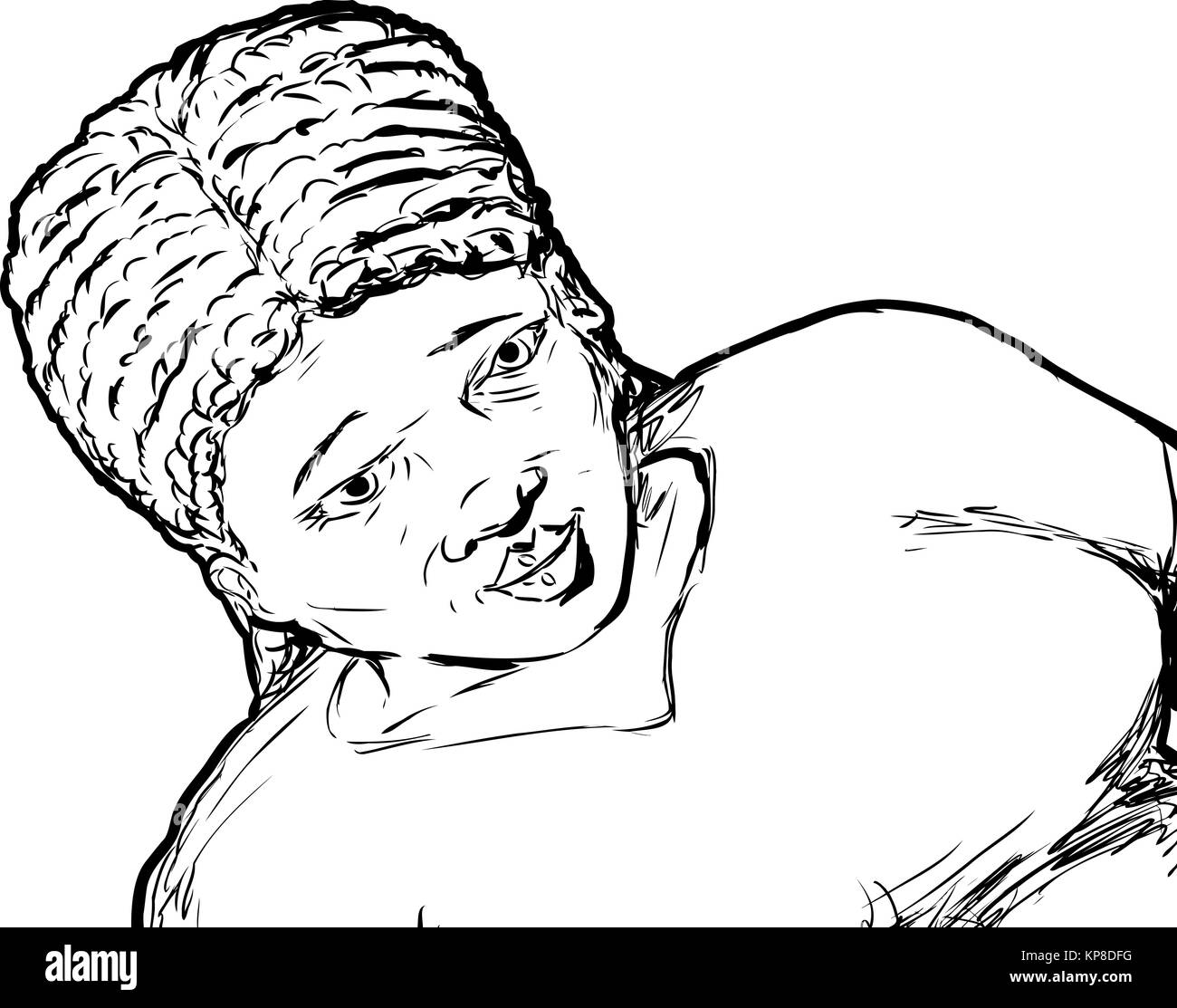 Outline of Grinning Young Woman Stock Photo - Alamy