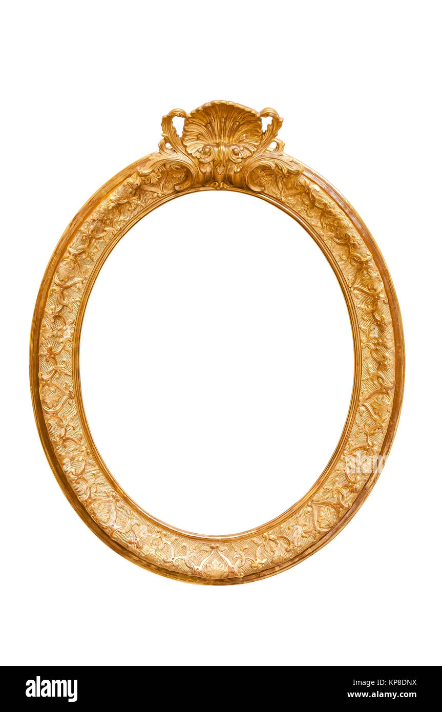 Oval decorative picture frame isolated on white background with ...