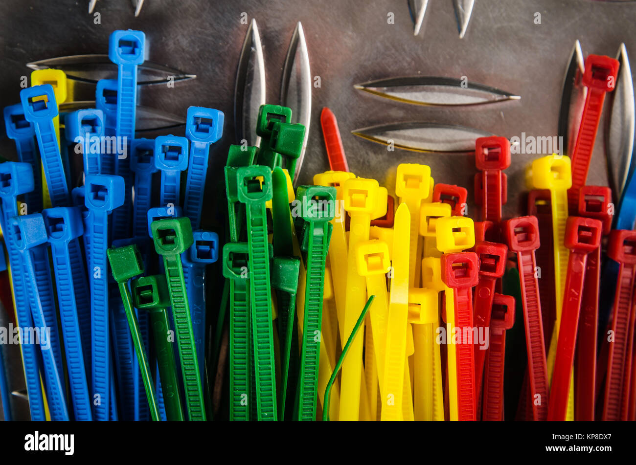 Set colored cable ties, close up Stock Photo - Alamy