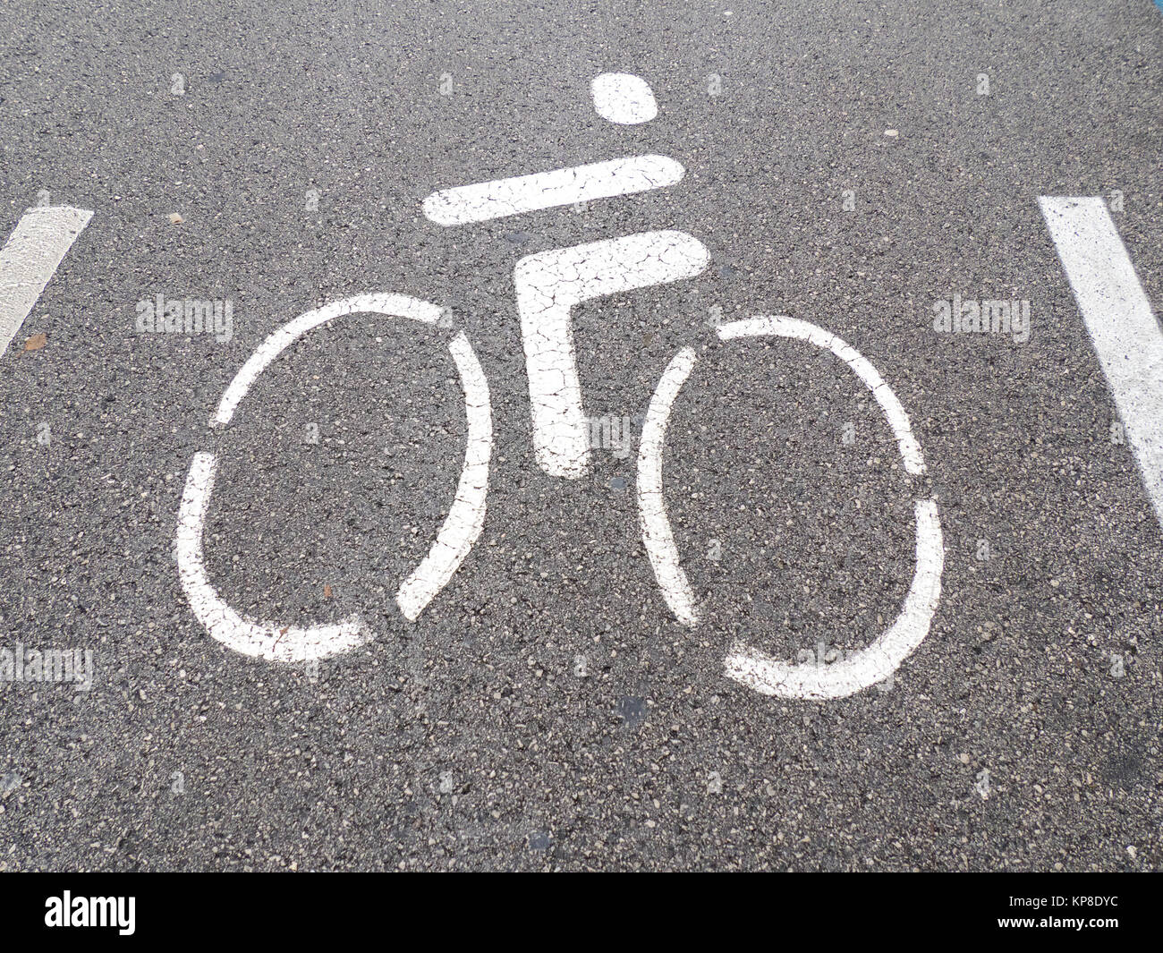 Bike lane road sign Stock Photo - Alamy