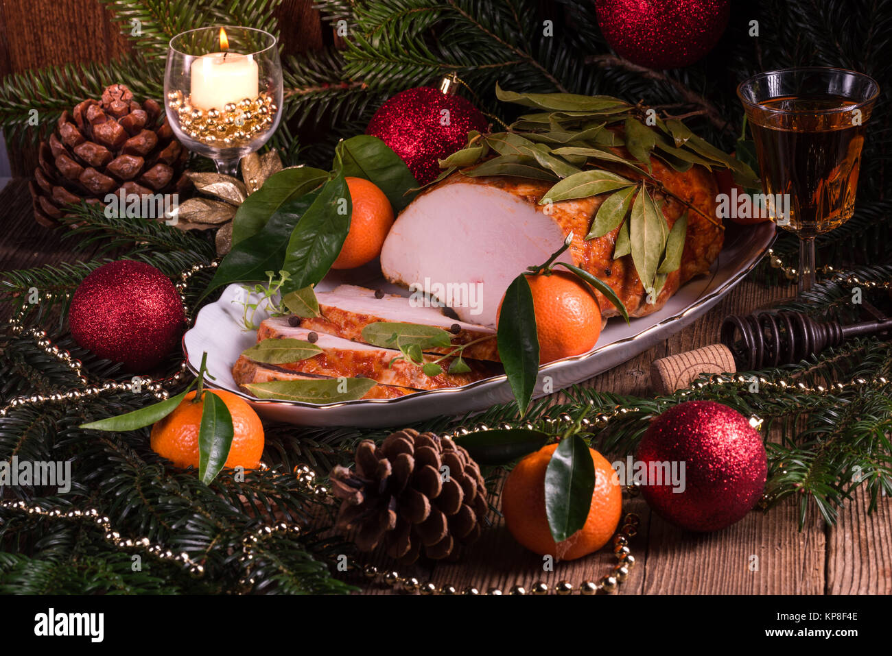 aromatic turkey roast in piquant marinade and bay laurel Stock Photo ...
