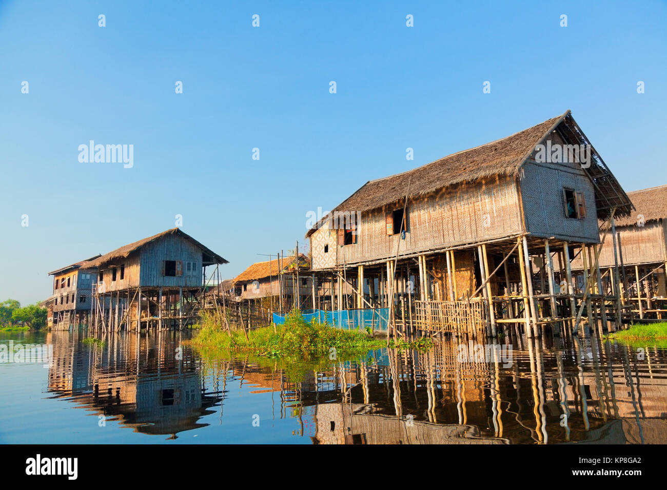 Floating village houses in Inle Lake, Myanmar,Floating village houses ...