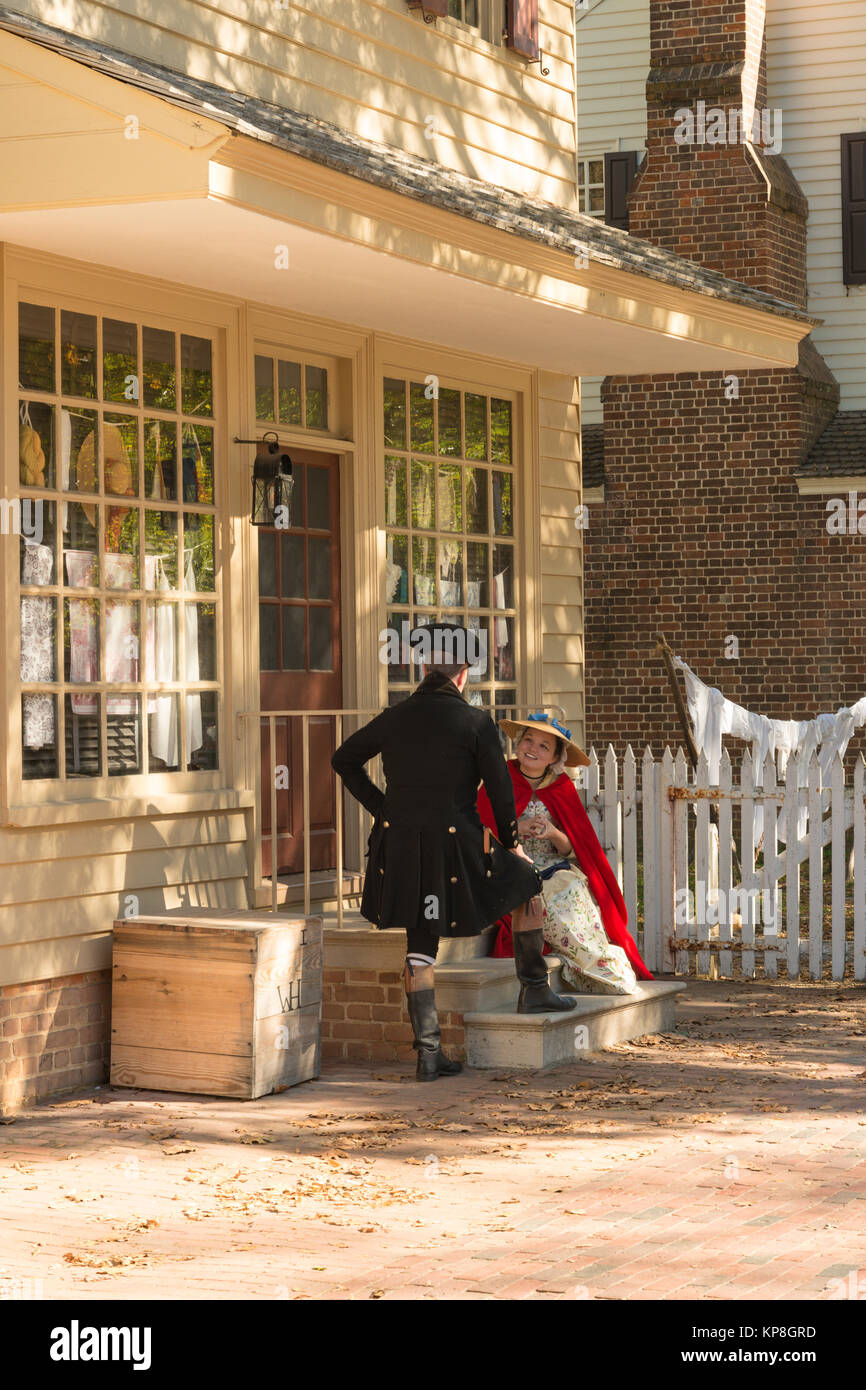 Costumed interpreters in front of colonial building along Duke of ...