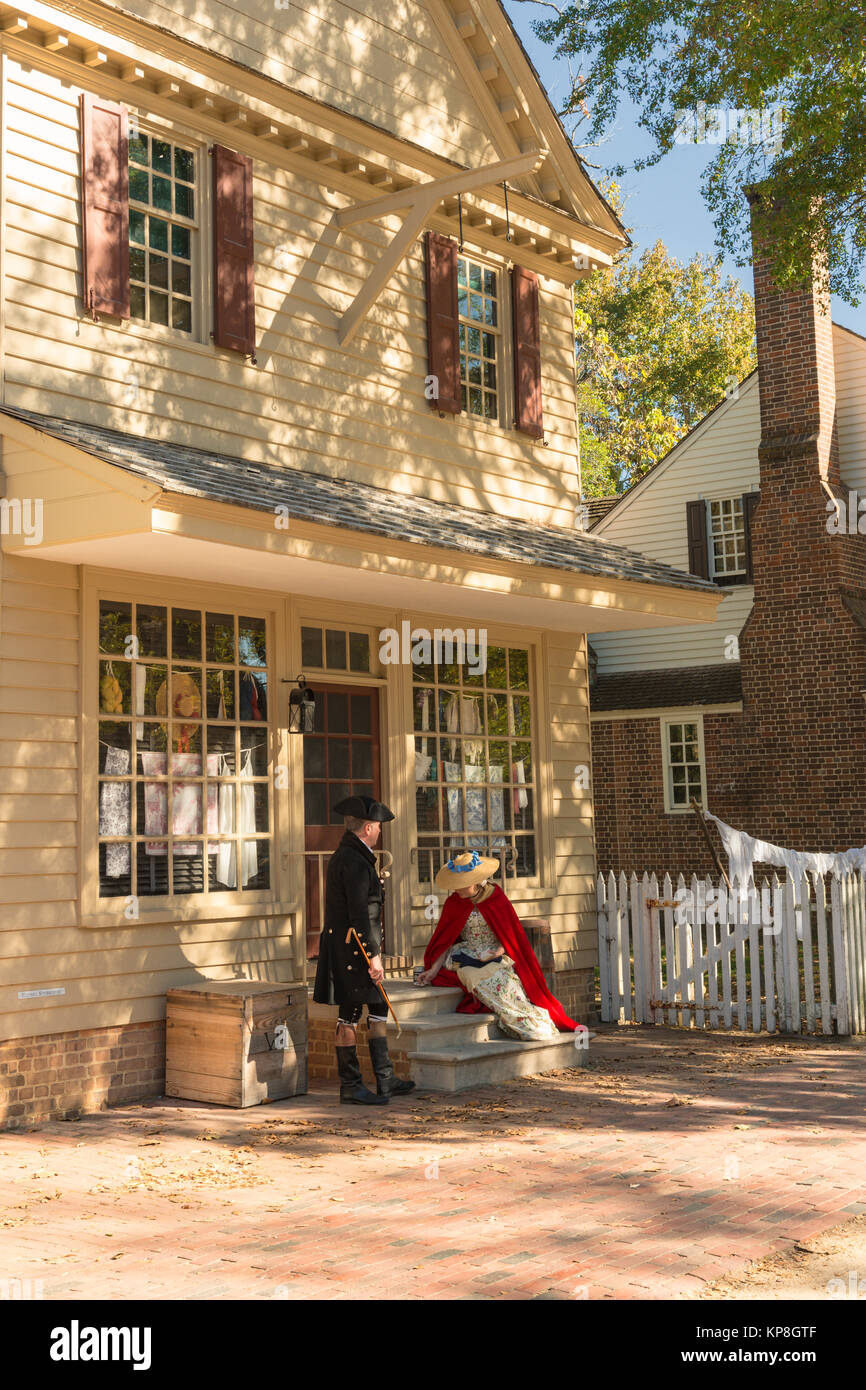 Costumed interpreters in front of colonial building along Duke of ...