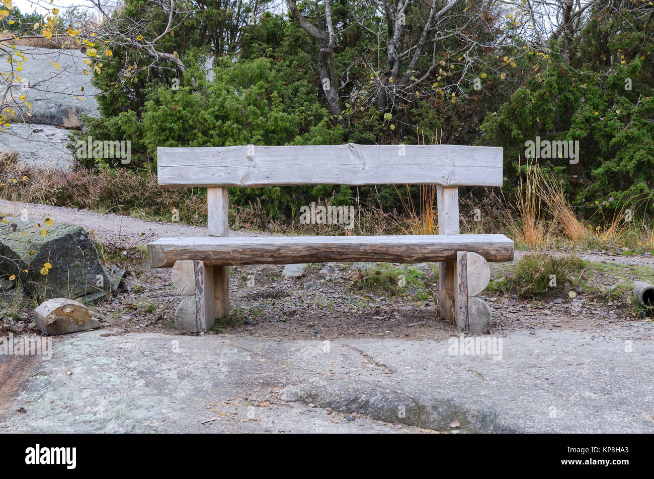 old bench made of rustic wood Stock Photo - Alamy