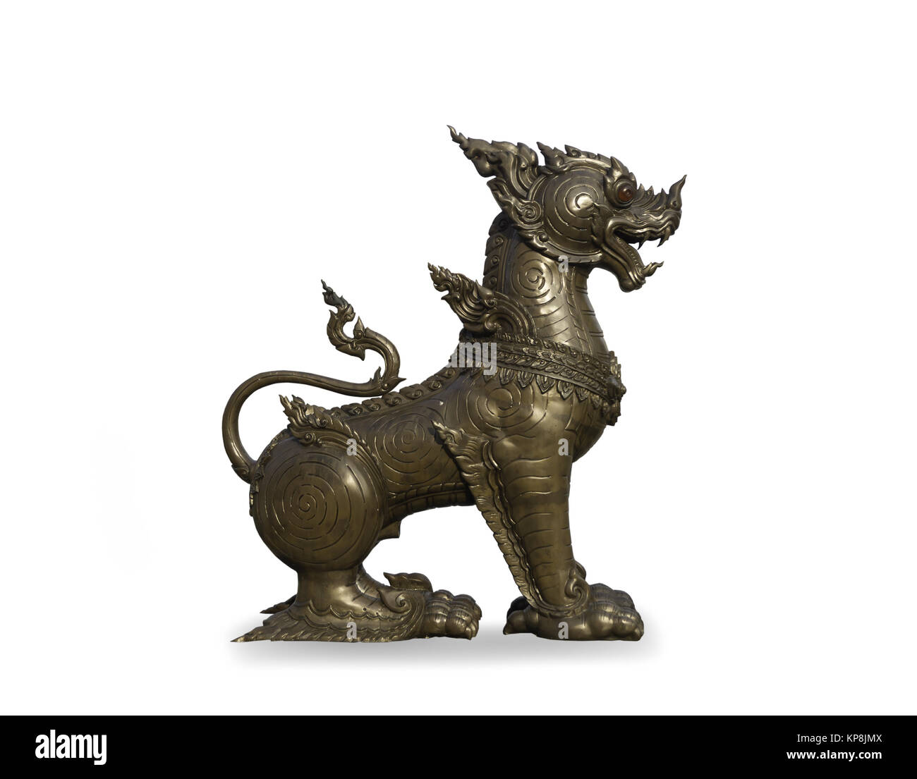 Isolated Bronze Singha with White Background Stock Photo - Alamy