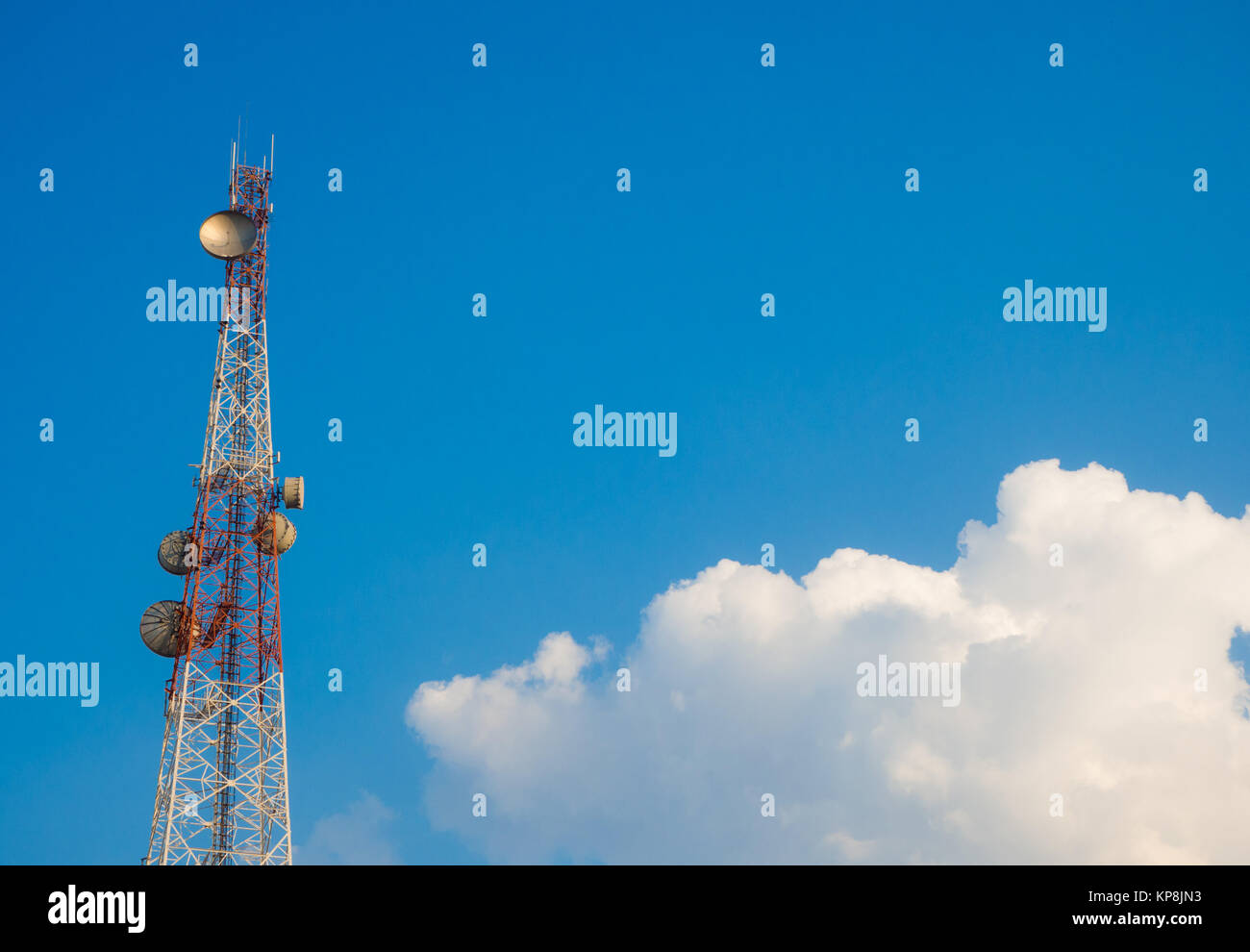 Communication Pole with Blue Sky Stock Photo - Alamy