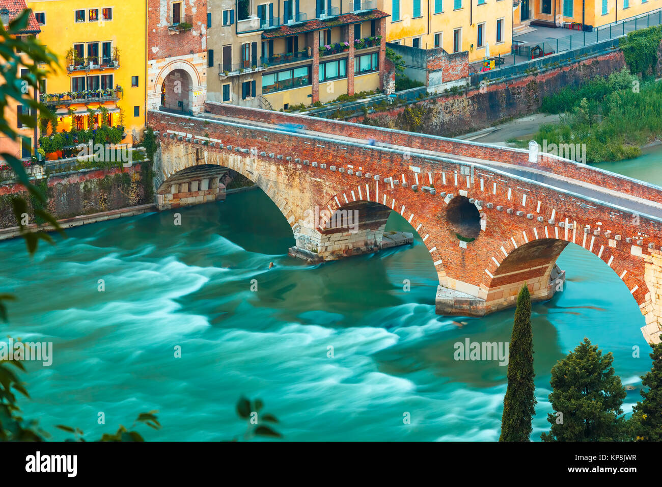 Ponte Pietra and river Adige, Verona, Italy Stock Photo - Alamy