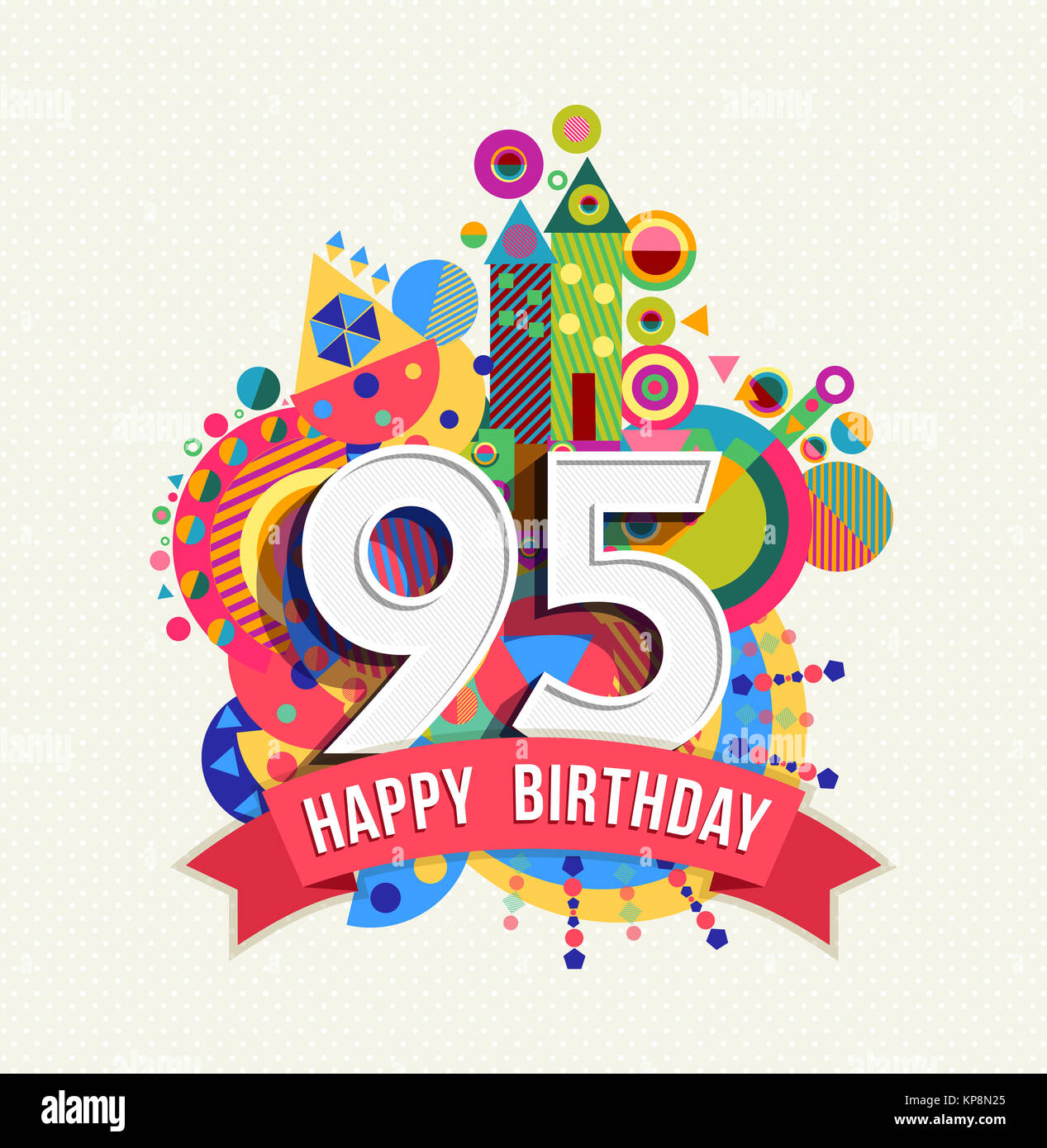 Happy birthday 95 year greeting card poster color Stock Photo - Alamy