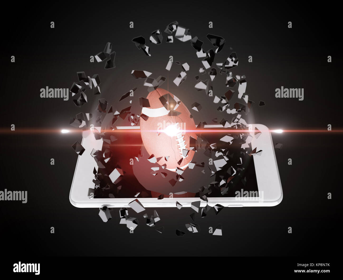 football burst out of the smartphone Stock Photo - Alamy