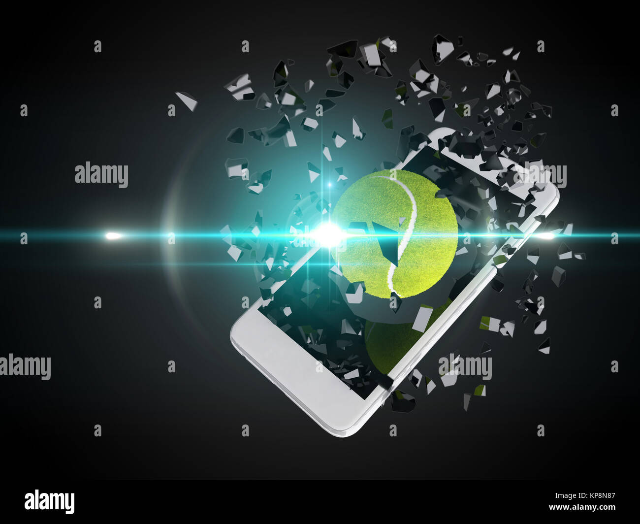 tennis ball burst out of the smartphone Stock Photo - Alamy