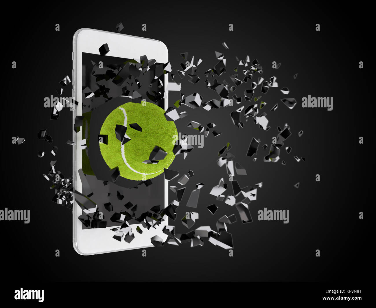 tennis ball burst out of the smartphone Stock Photo - Alamy