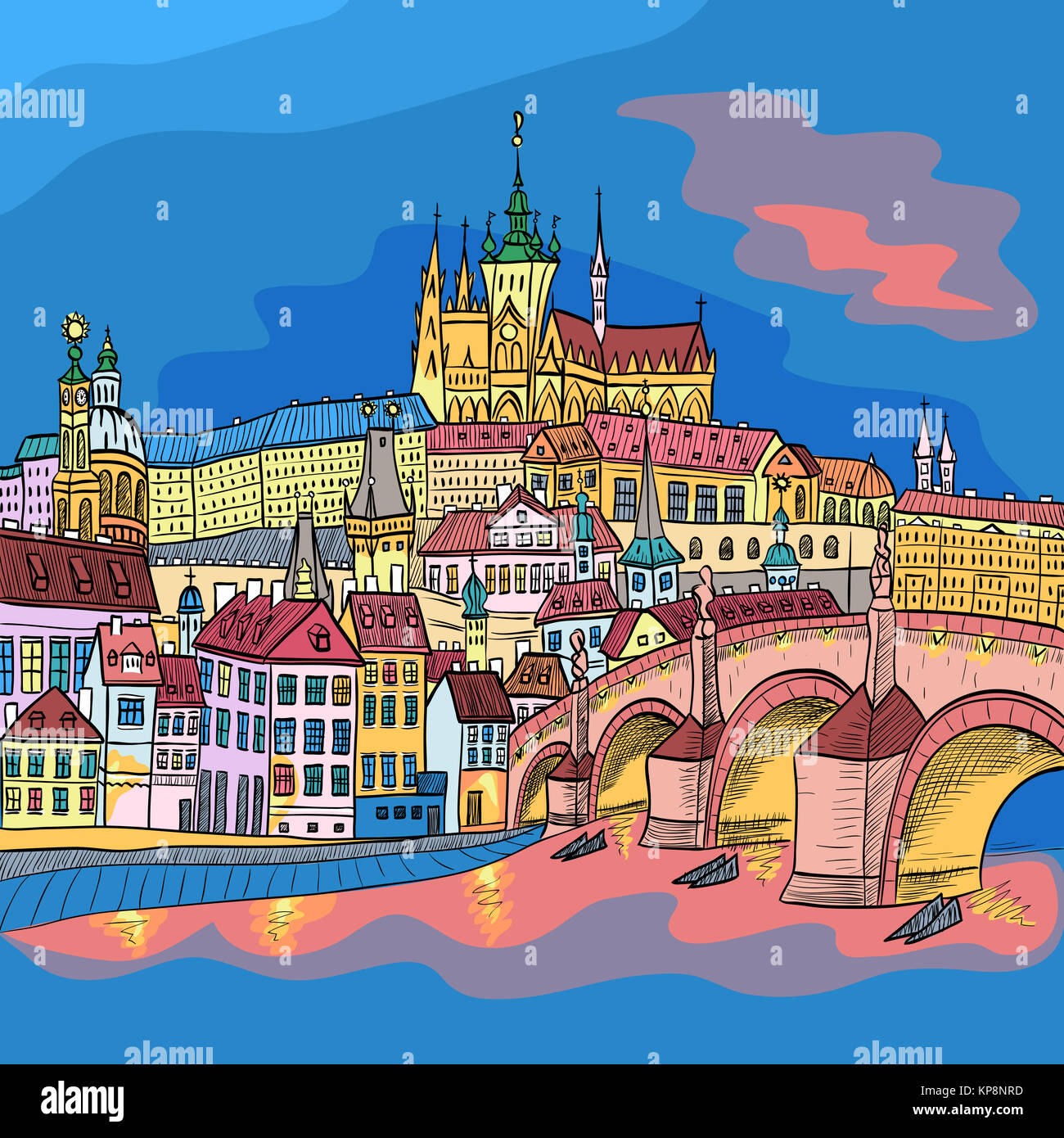 Prague drawing praha bohemia hi-res stock photography and images - Alamy