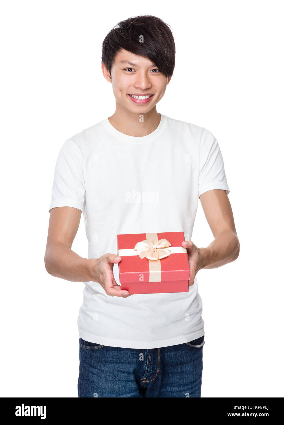Man hold with giftbox Stock Photo - Alamy