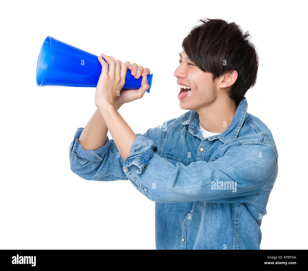 Man shout with megaphone Stock Photo - Alamy