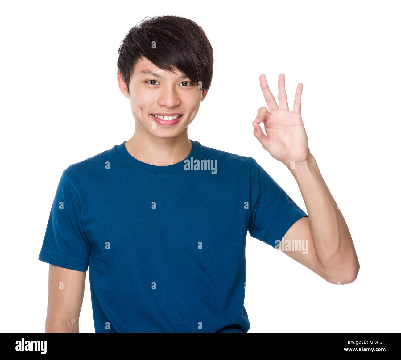 Asian man with ok sign gesture Stock Photo - Alamy