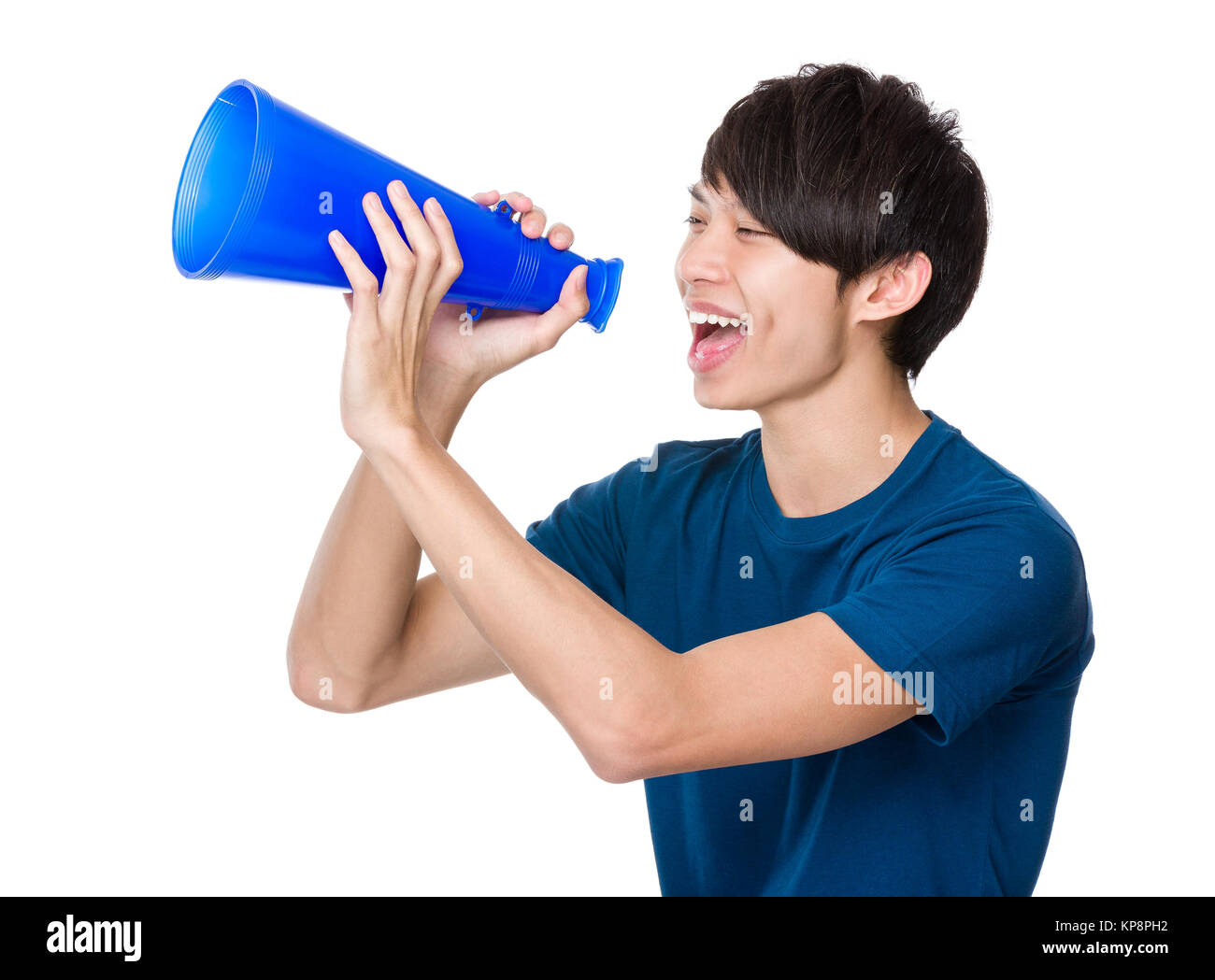 Man shout with megaphone Stock Photo - Alamy